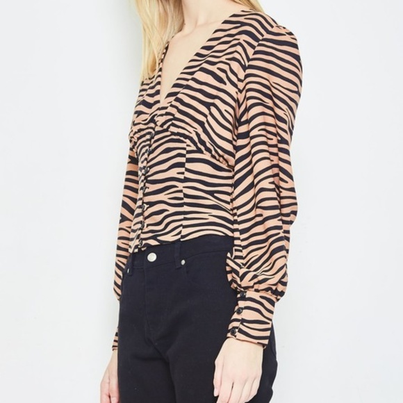 Tops | Zebra Leopard Animal Print Blouse Button Down | Poshmark